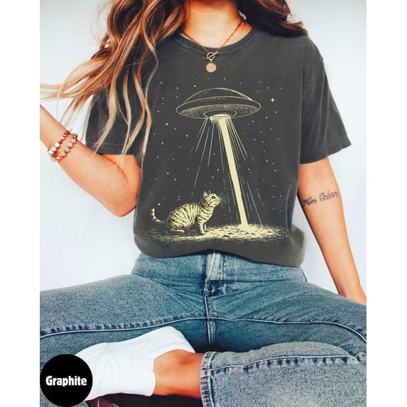 Alien Abduction Cat Space T-Shirt - Walmart.com