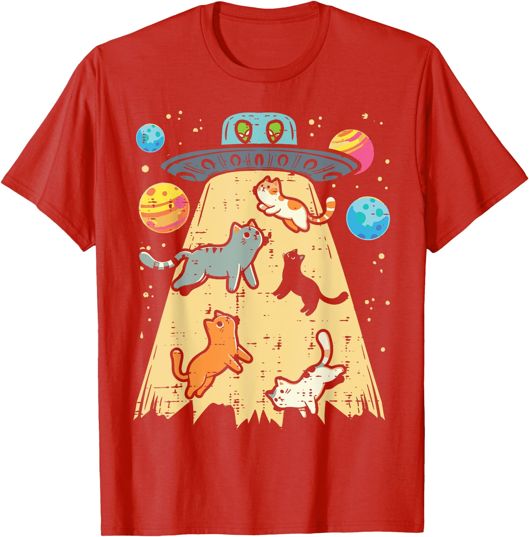 Alien Abduction Cats UFO Flying Saucer Space Unisex T-Shirt for Men ...