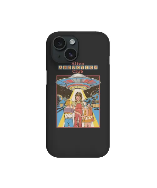 Alien Abduction Club UFO Black Phone Case for iPhone 16 15 14 13 12 11 ...