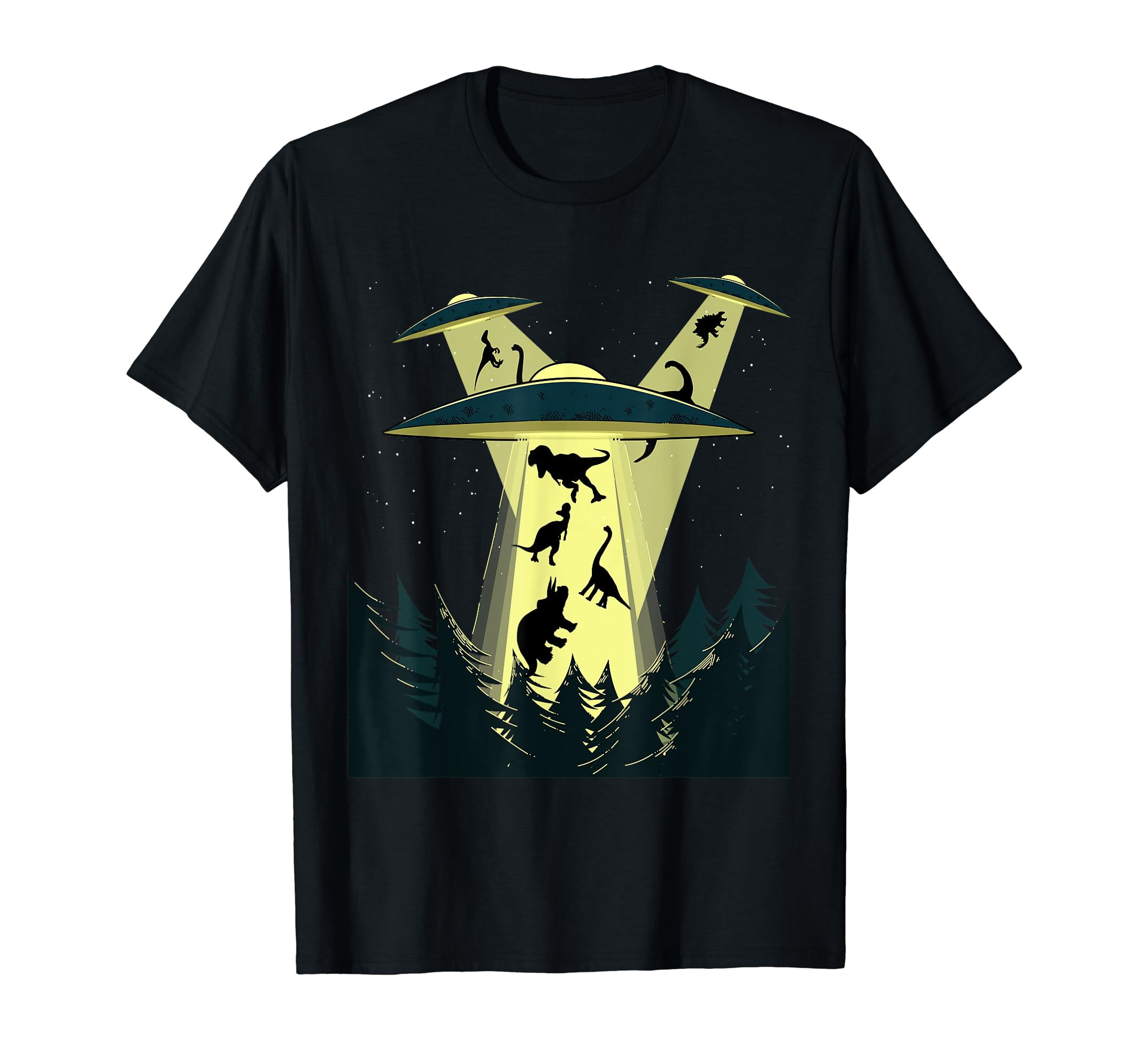 Alien Abduction Dinosaurs Funny Vintage UFO Alien Spaceship Cotton T ...