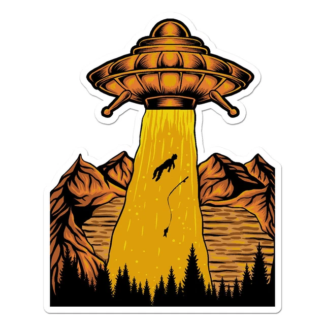 Alien Abduction Fisherman Sticker Phone Decal Water Bottle Stickers Car ...