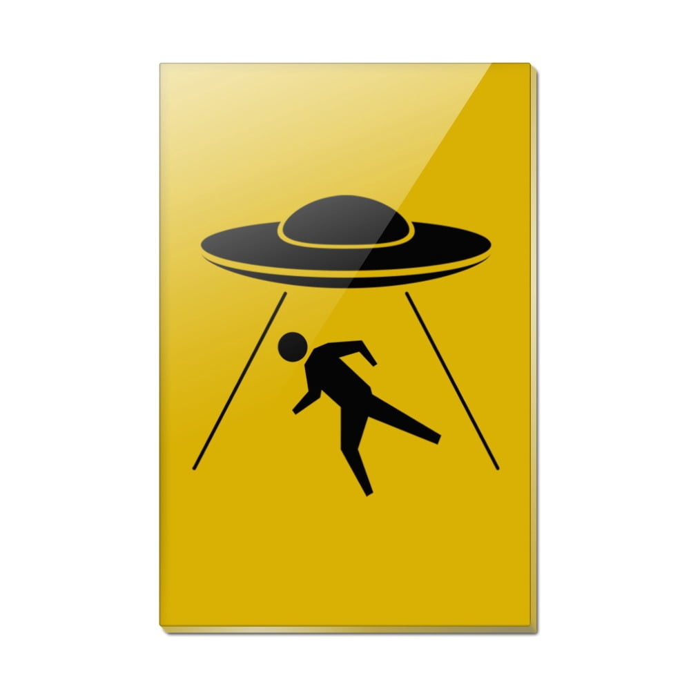 Alien Abduction Hazard Warning Sign Rectangle Acrylic Fridge ...
