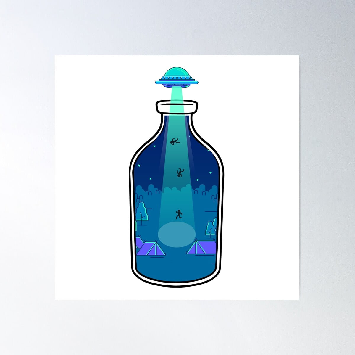 Alien Abduction In A Bottle Poster Wall Art, Modern Wall Decor For ...