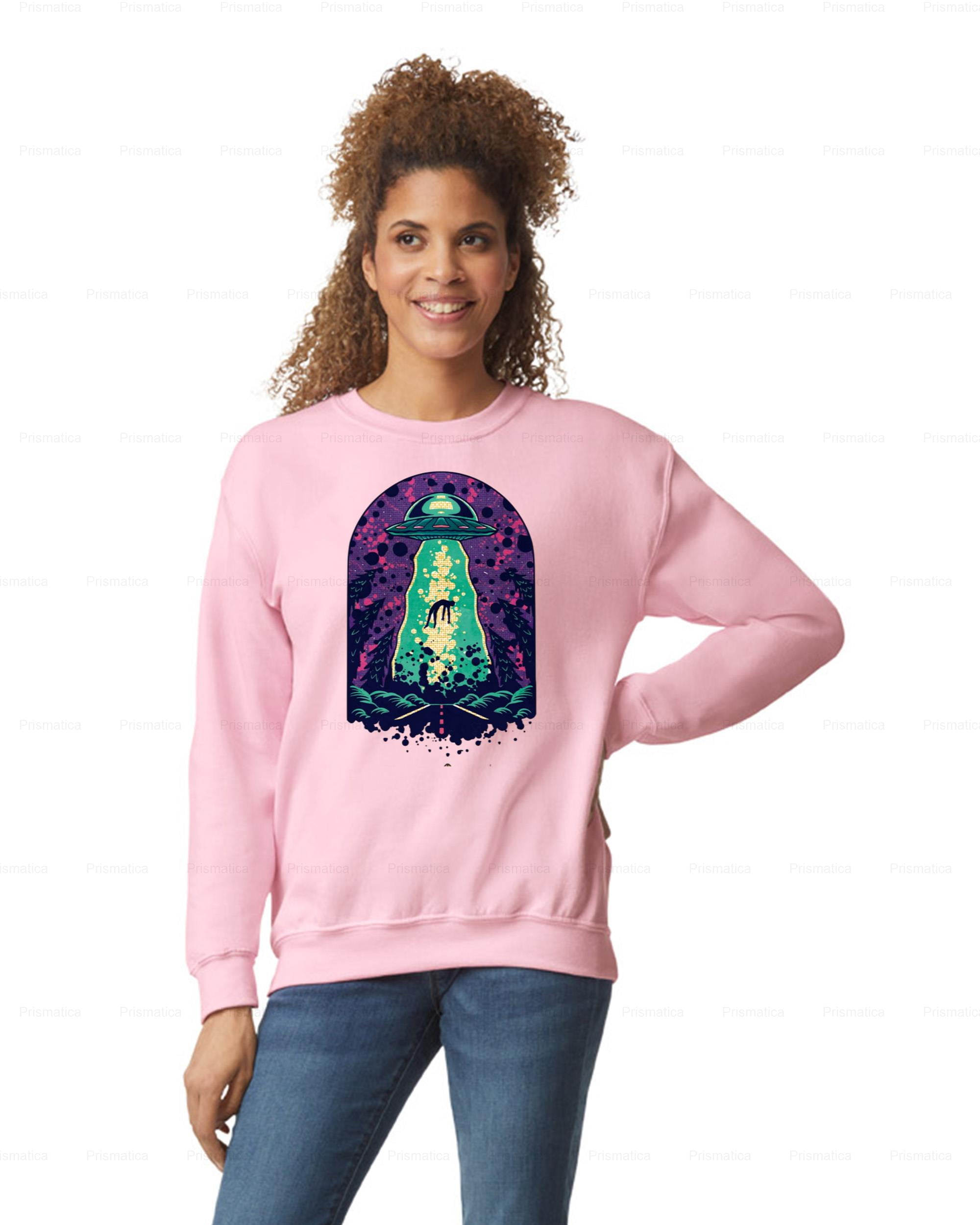 Alien Abduction Space Theme Sweatshirt UFO Sci Fi Graphic Cozy Pullover ...