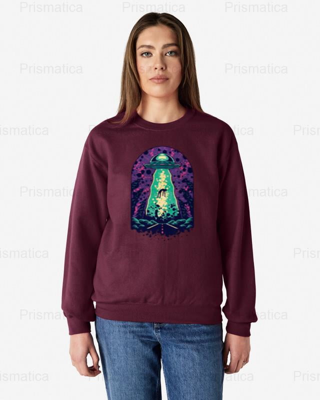 Alien Abduction Space Theme Sweatshirt UFO Sci Fi Graphic Cozy Pullover ...