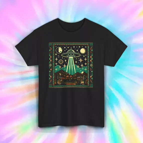 Alien Abduction T-Shirt Ufo Southwestern Design Sci-Fi Art Unisex Tee ...