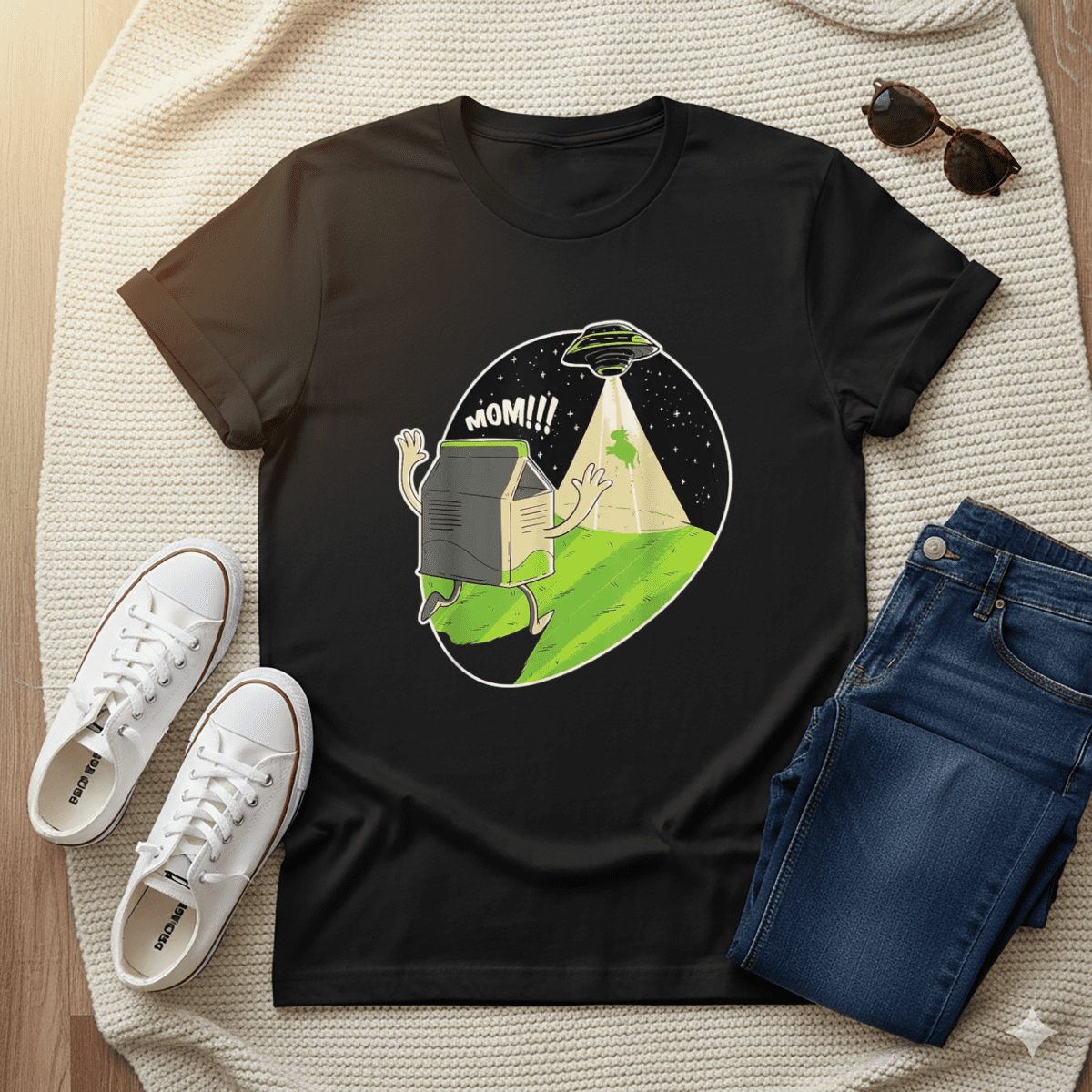 Alien Abduction UFO Cow Milk Carton Conspiracy Meme Unisex T-Shirt up ...