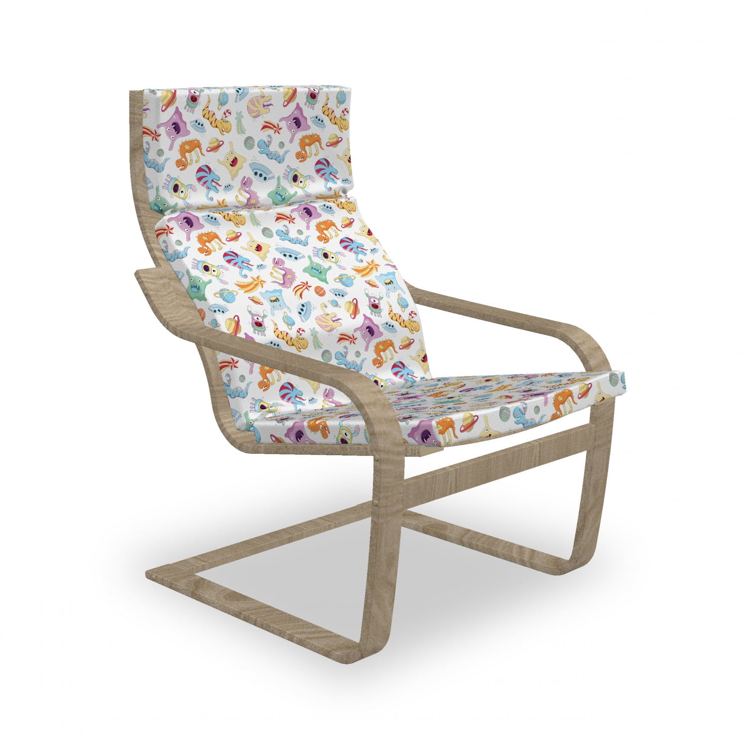 Alien Armchair Pad and Slipcover, Monsters and Aliens with Planets UFOs ...