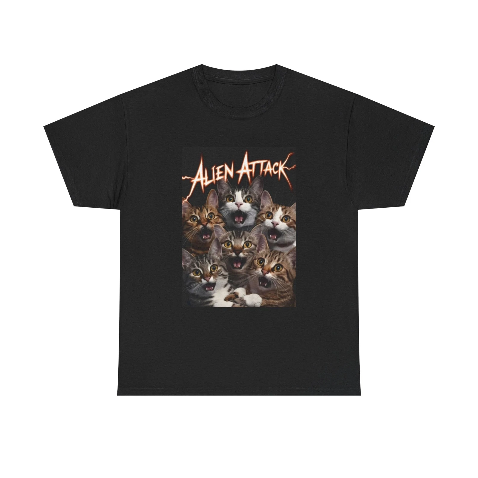 Alien Attack Shirt Funny Cat Graphic Kittens Meme Unisex Heavy Cotton ...