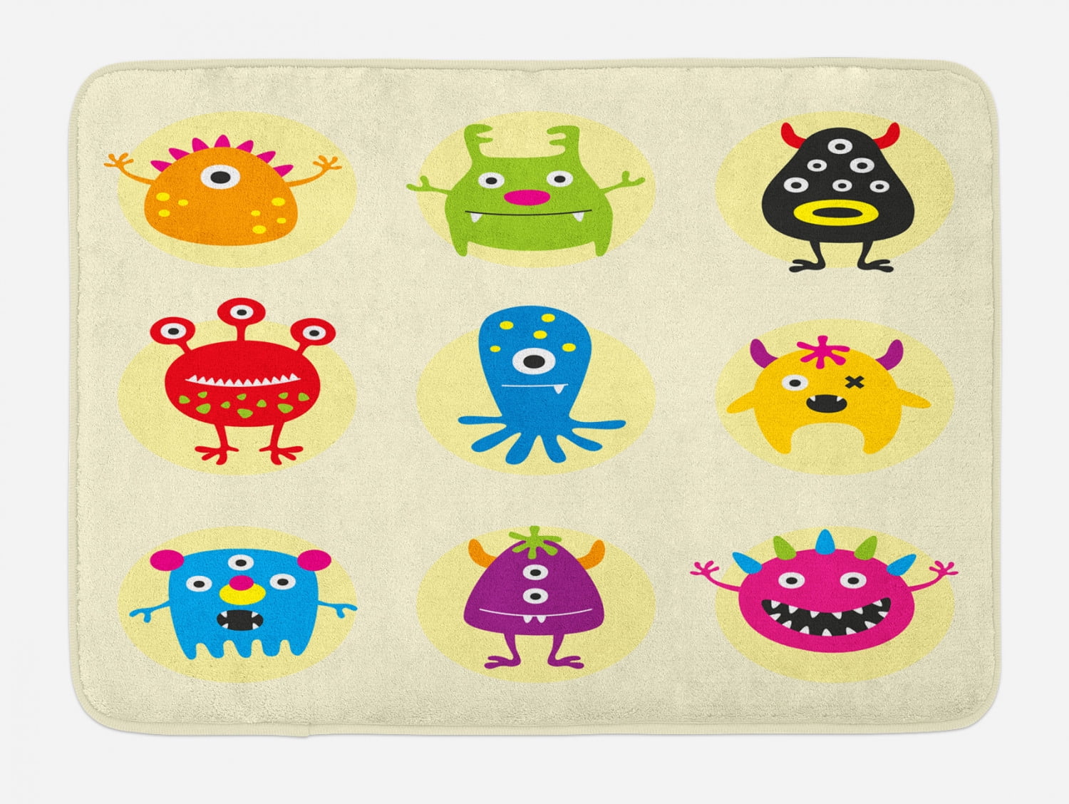 Alien Bath Mat, Colorful Monsters Extraterrestrial Beings Illustration ...