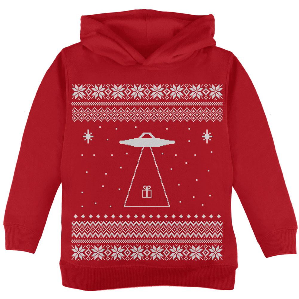 Alien Beam Ugly Christmas Sweater Red Toddler Hoodie - 2T - Walmart.com