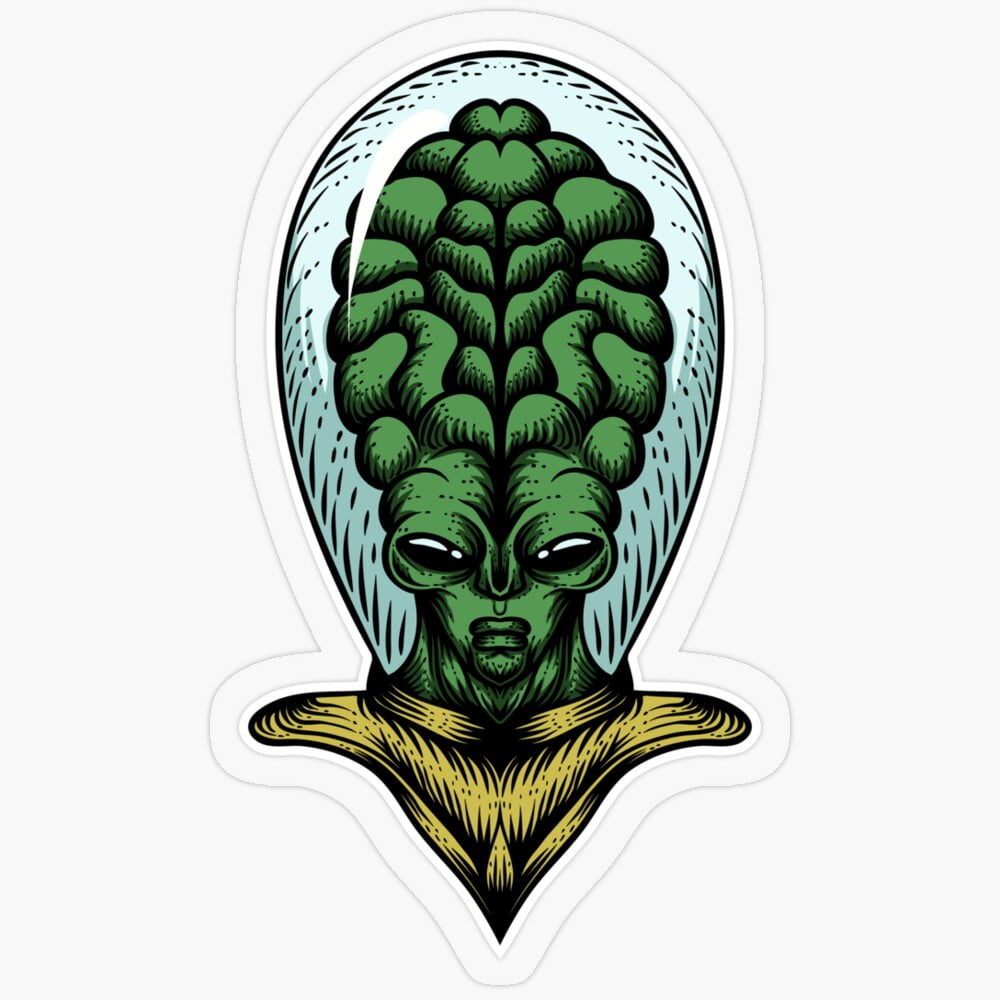 Alien Big Head Transparent Sticker Phone Decal Water Bottle Stickers ...
