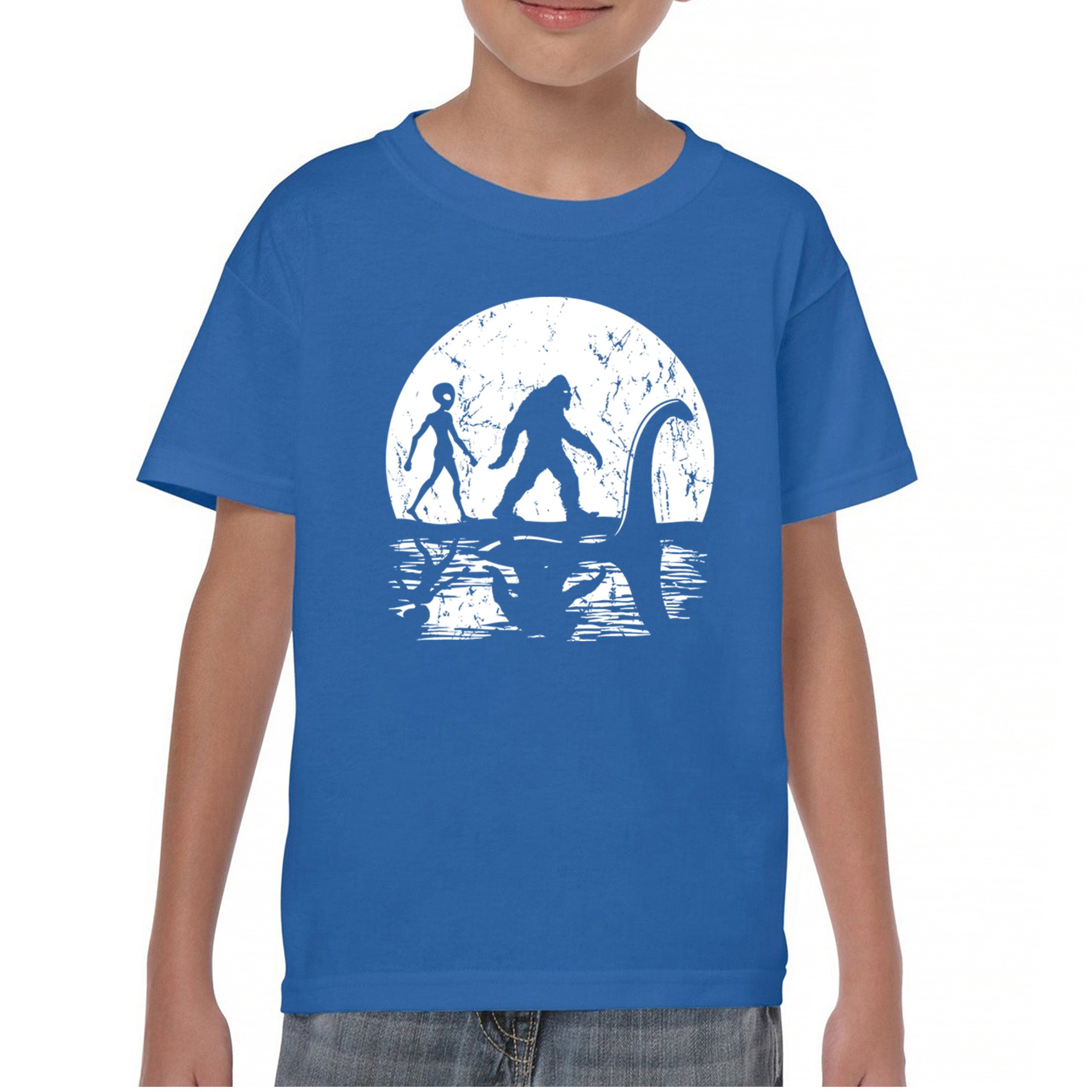 Alien Bigfoot Loch Ness Monster Moon Youth T-shirt Funny Space UFO ...