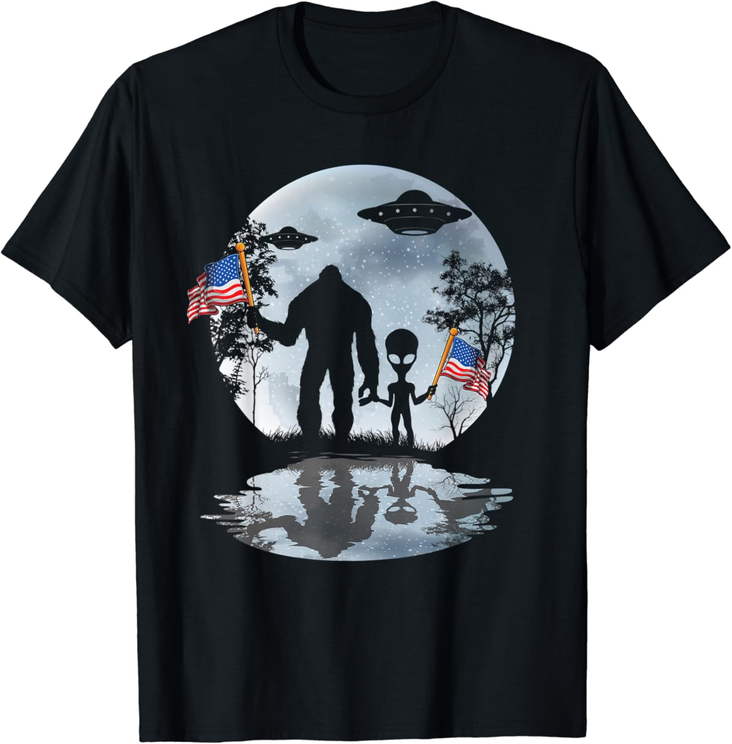 Alien Bigfoot Sasquatch UFO Extraterrestrial 4th of July T-Shirt ...