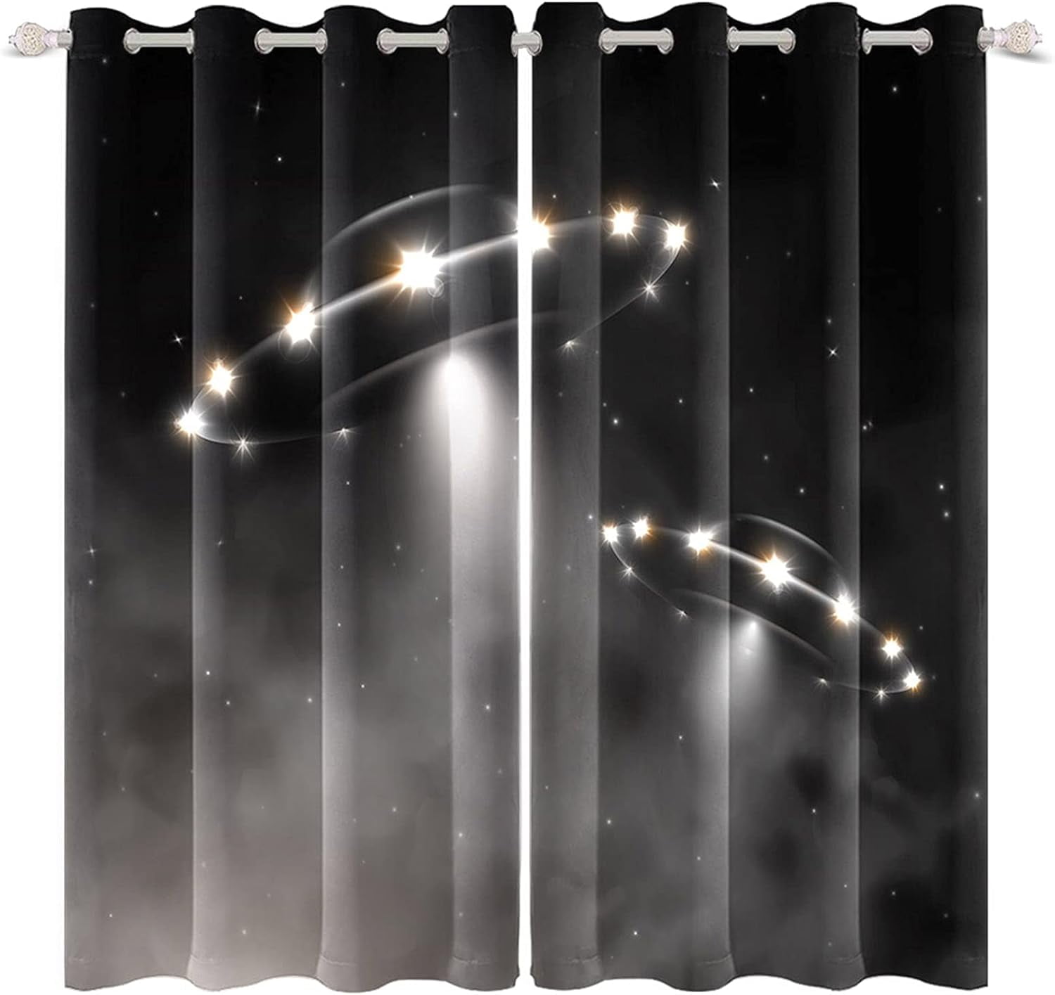 Alien Blackout Curtains, Flying Saucer Ufo Window Drapes For Kids ...