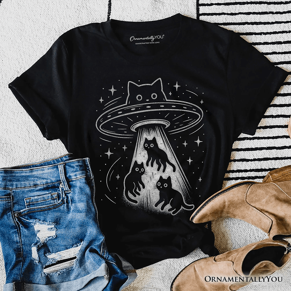 Alien Cat Abduction T-Shirt, Funny UFO Space Cats Cosmic Tee - Walmart.com