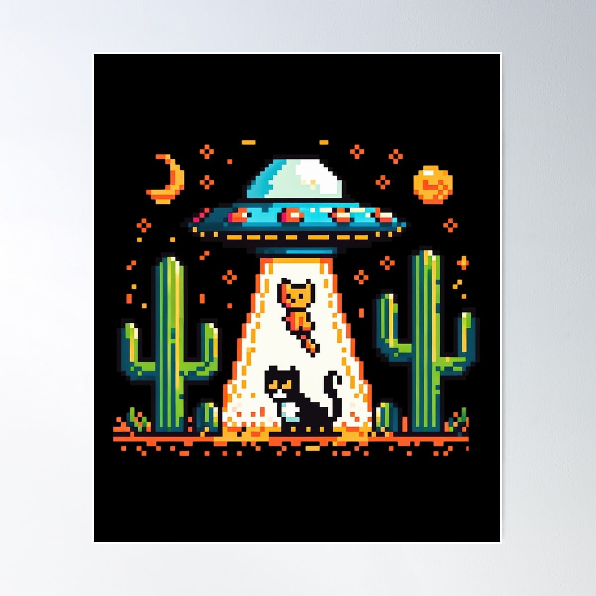 Alien Cat Abduction -Ufo Aliens Love Cats Poster Wall Art, Modern Wall ...