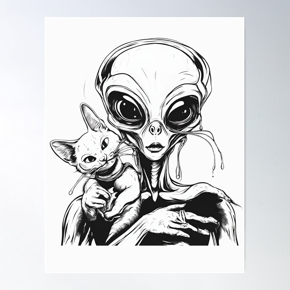 Alien Cat - Alien Love, Alien Tattoo, Cat Mom Poster Wall Art, Modern ...