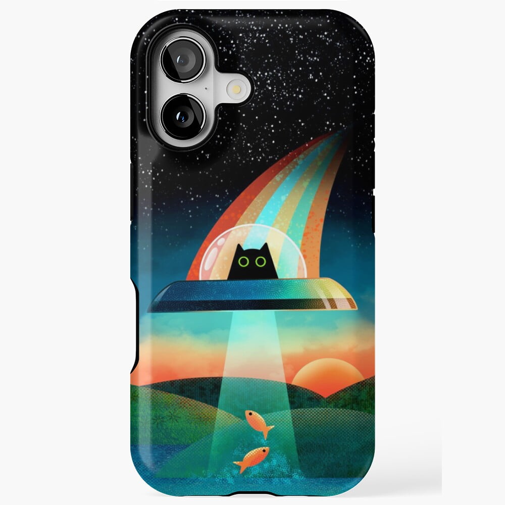 Alien Cat Astronaut Cute Illustration Phone Case with iPhone 17 to 11 ...