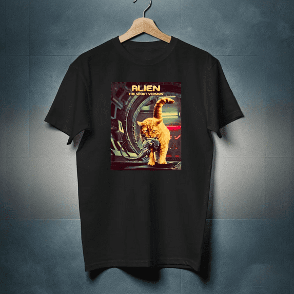 Alien Cat Heavy Cotton Tee, Sci-Fi Movie Lover Gift, Funny Alien Cat ...