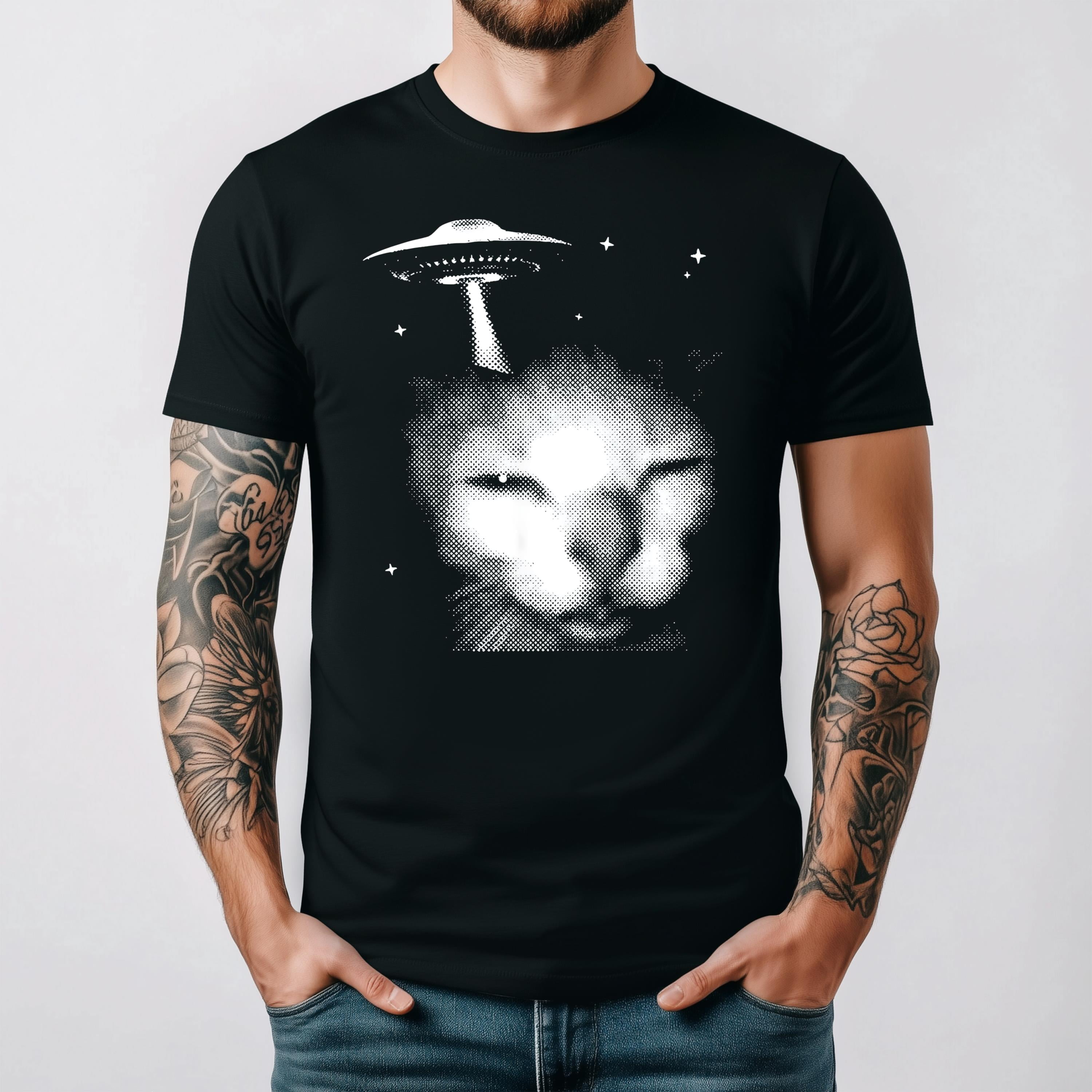 Alien Cat Meme UFO Funny Vintage Silly Kitty Y2K Graphic Fan Graphic ...