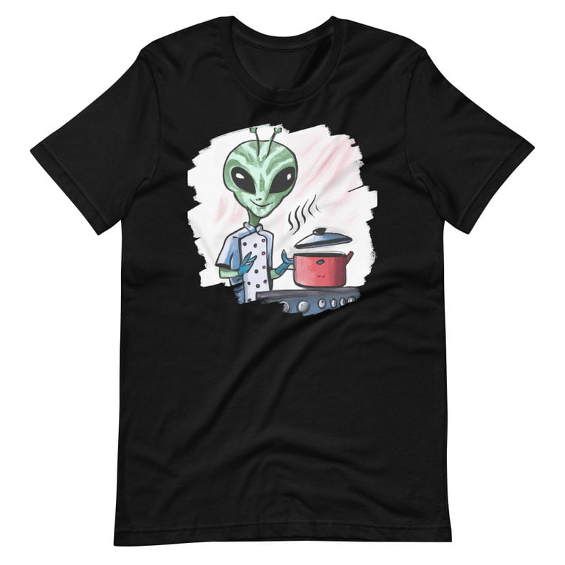 Alien Chef Cooking Food Funny Cool Aliens from Space Short-Sleeve ...