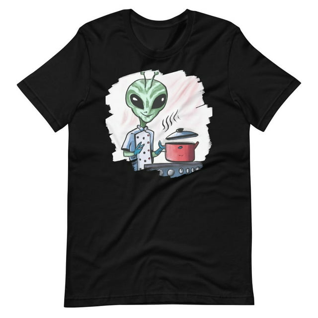 Alien Chef Cooking Food Funny Cool Aliens from Space Short-Sleeve ...