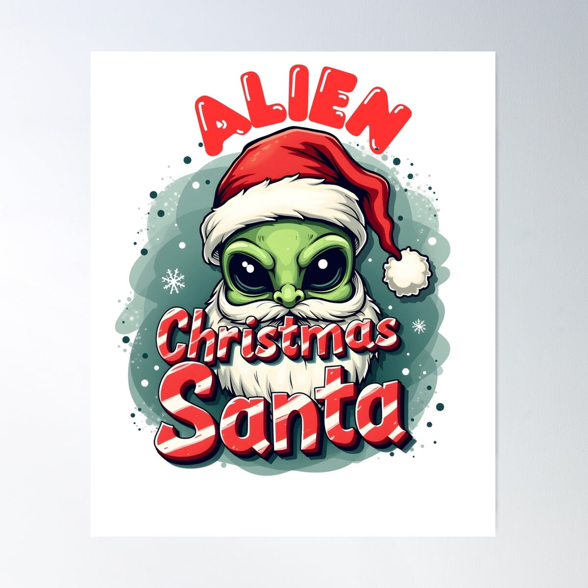 Alien Christmas Santa Funny Graphic Poster Wall Art, Modern Wall Decor ...