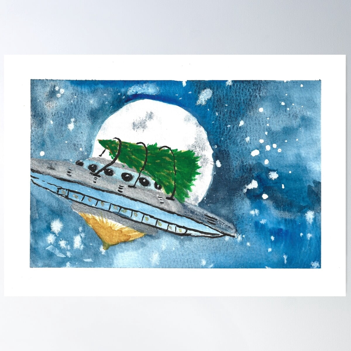 Alien Christmas Tree Poster Wall Art, Modern Wall Decor For Living Room ...