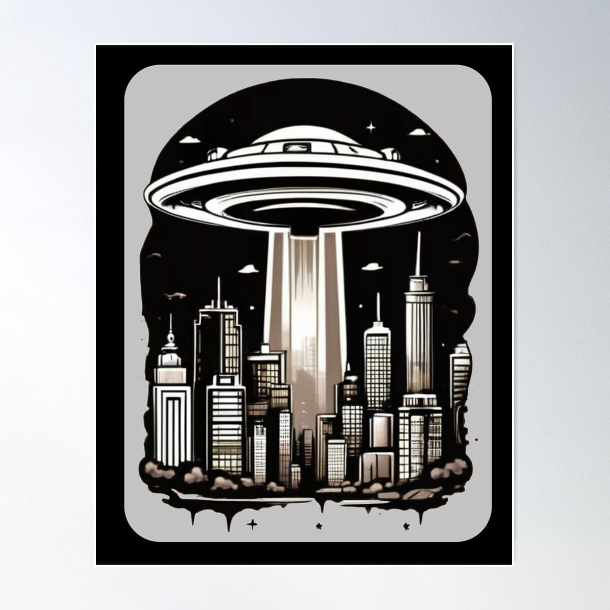 Alien Cityscape 2 Poster Wall Art Modern Wall Decor For Living Room ...