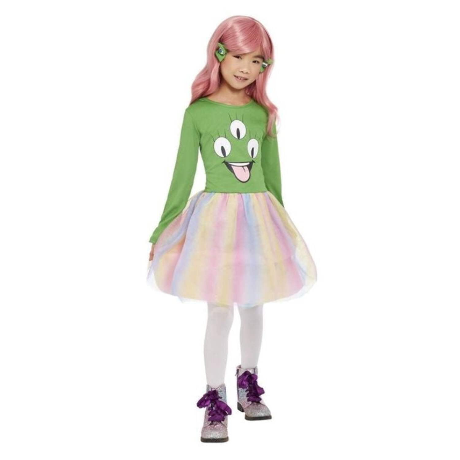 Alien Costume Green Halloween Child Fancy Dress Small Female Kids Party ...