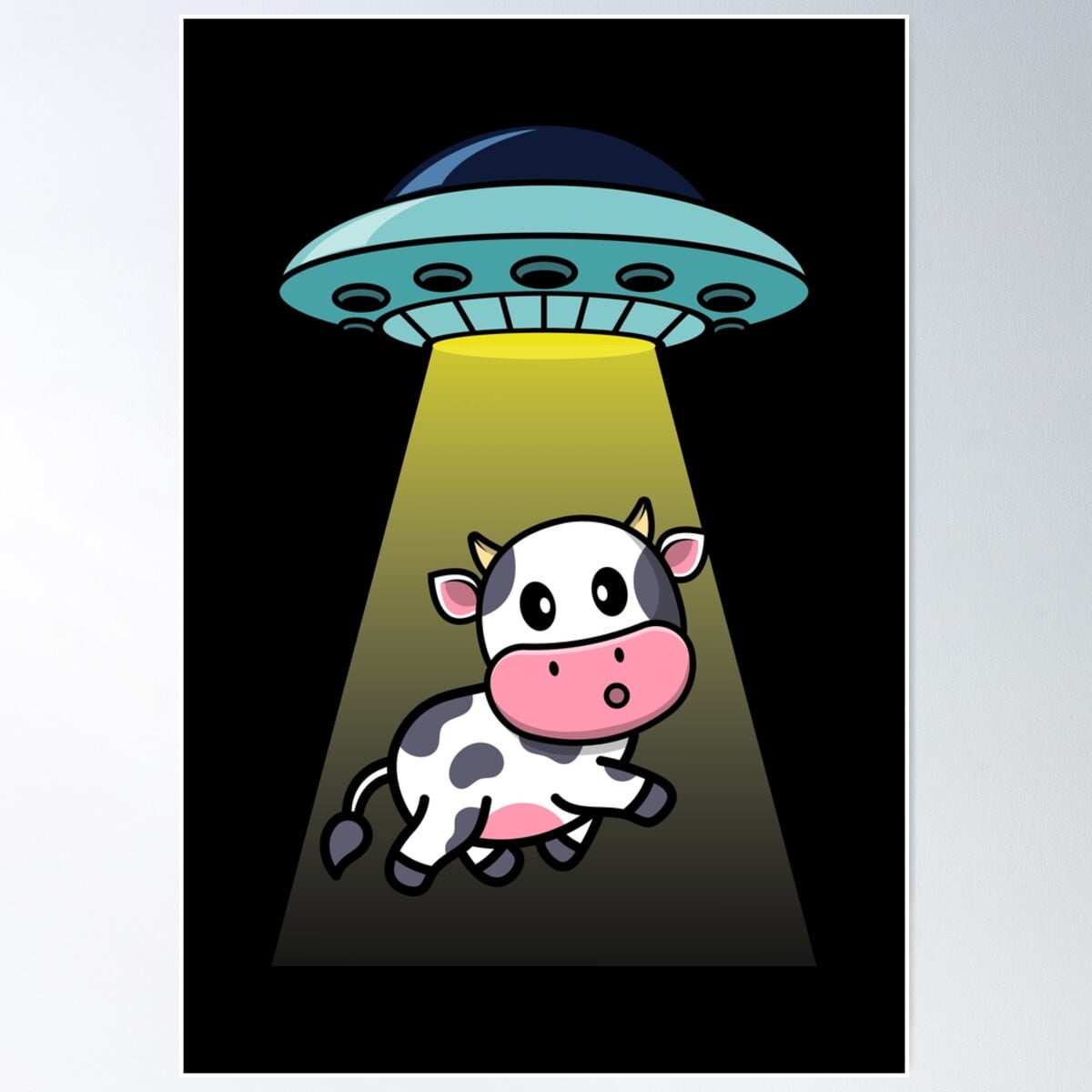 Alien Cow Abduction Flying Ufo Poster Wall Art, Modern Wall Decor For ...