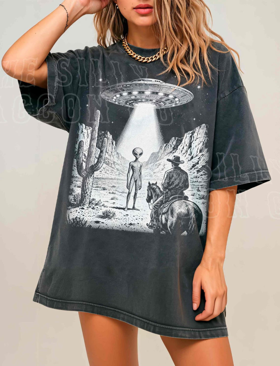 Alien Cowboy Shirt for Vintage Western UFO Distressed Grunge Aesthetic ...