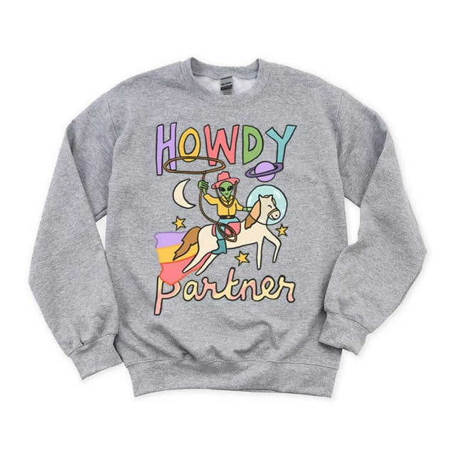 Alien Cowboy UFO Howdy Partner Sci Fi Western Funny Space Cosmic Rodeo ...