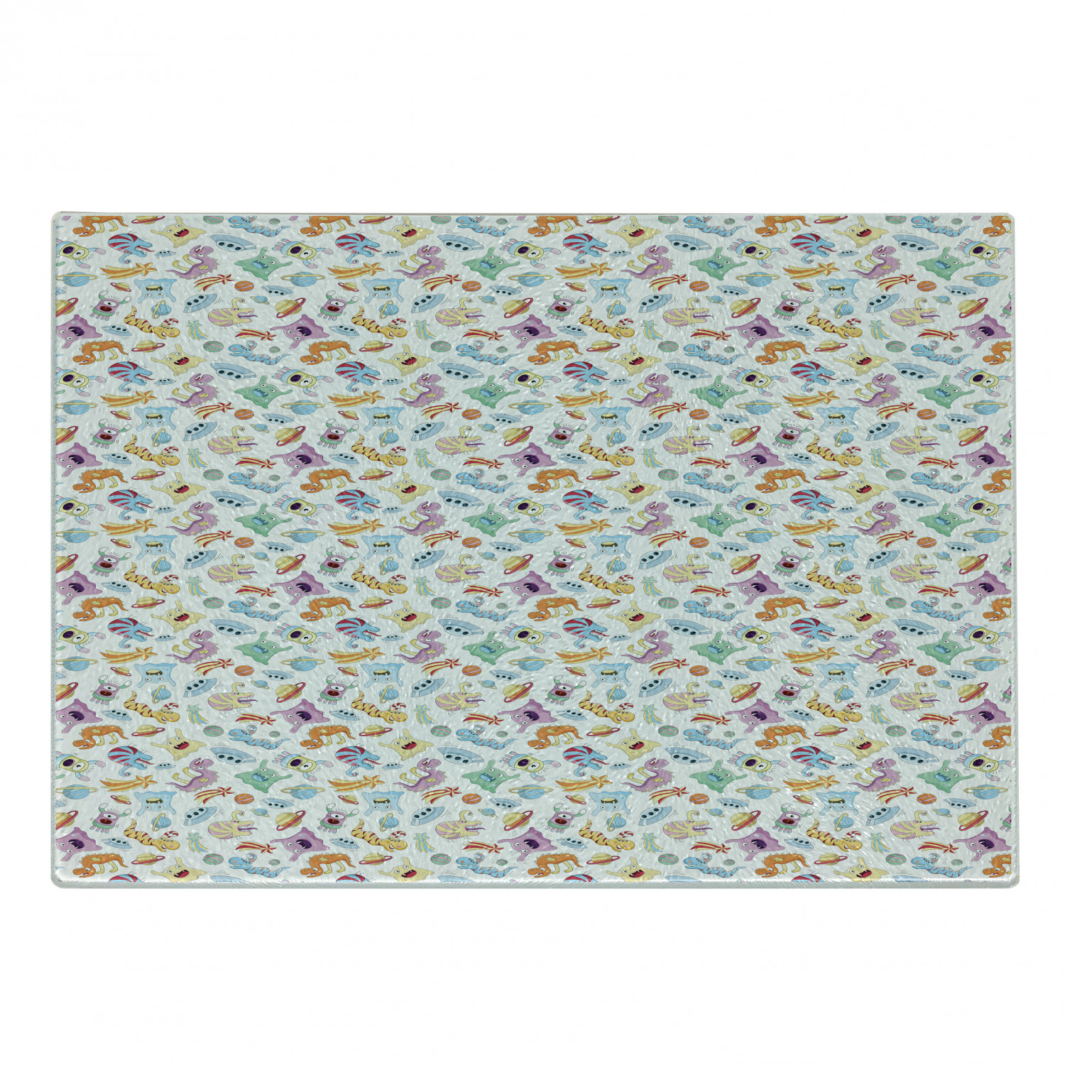 Alien Cutting Board, Monsters and Aliens with Planets UFOs and Shooting ...