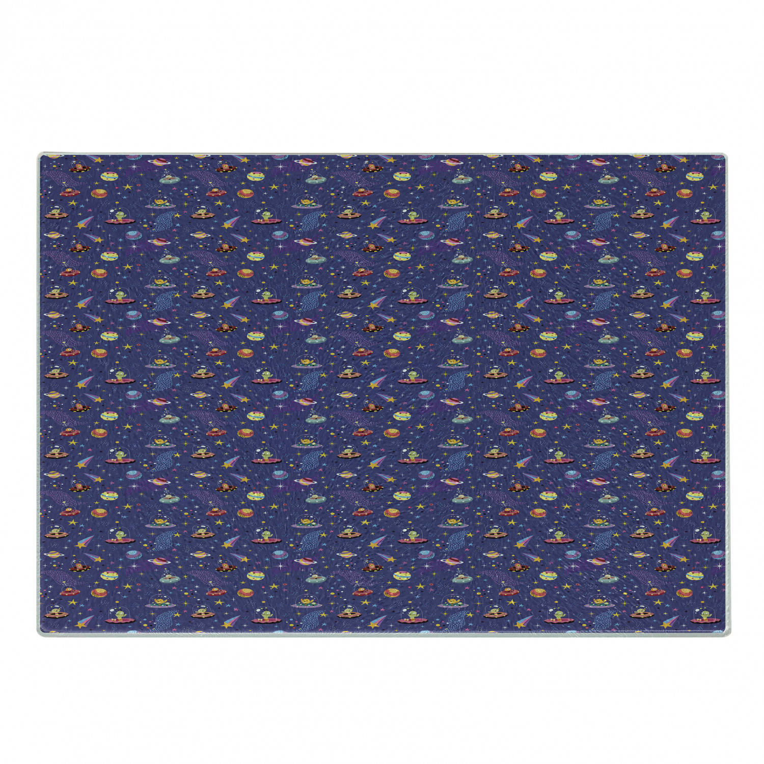 Alien Cutting Board, Ufo Trippy Odd Characters in Spaceship Hovering in ...