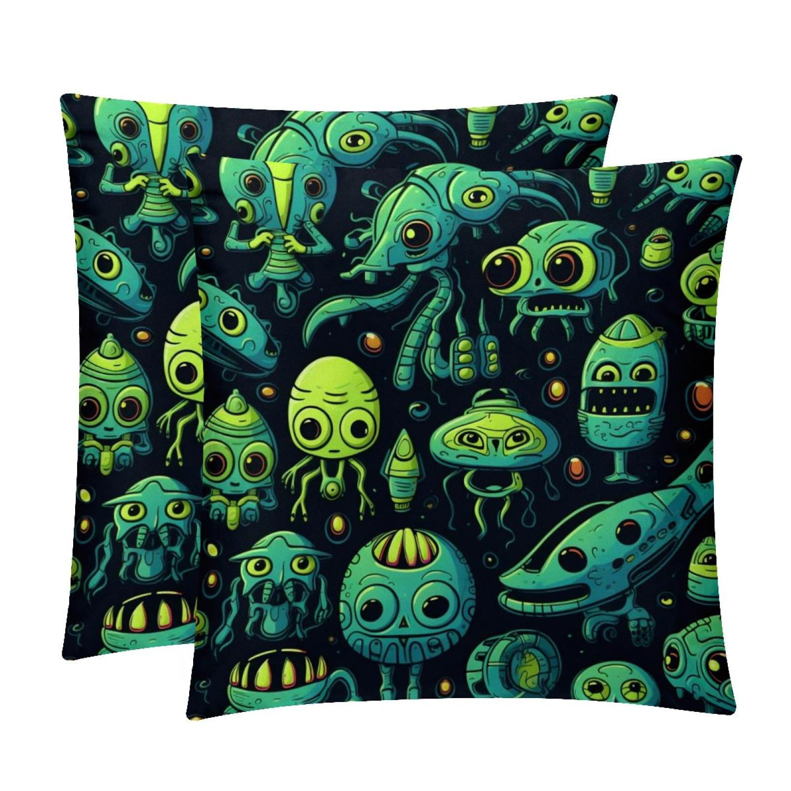 Alien Decorative Velvet Throw Pillow Covers for Chair - Set of 2 ...