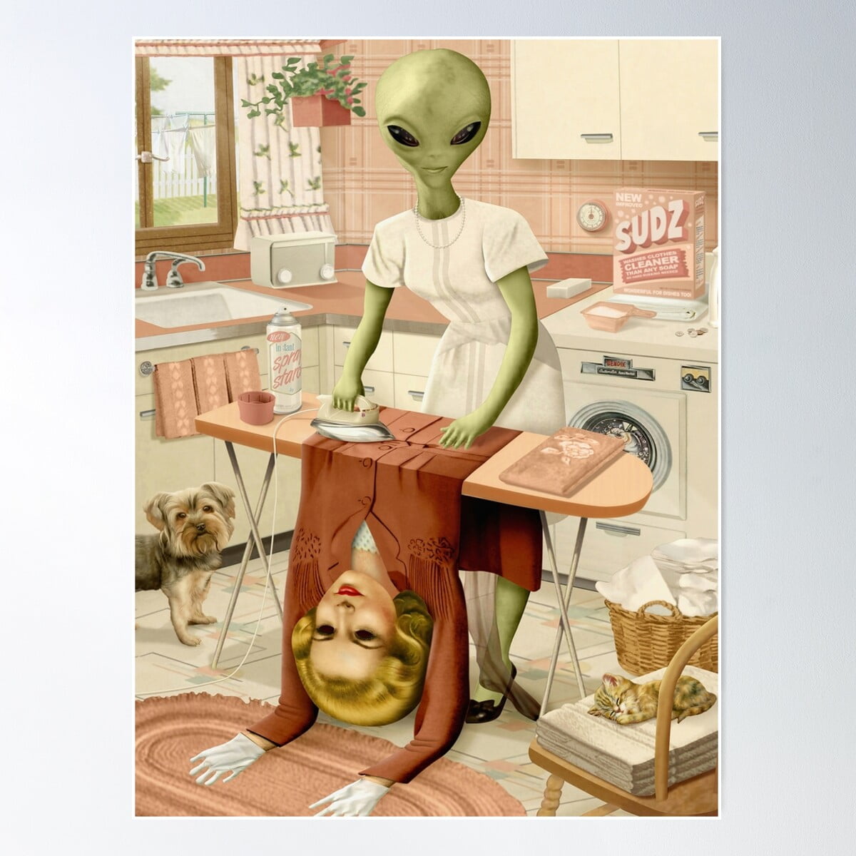 Alien Do Laundry Day Funny Poster Wall Art, Modern Wall Decor For ...