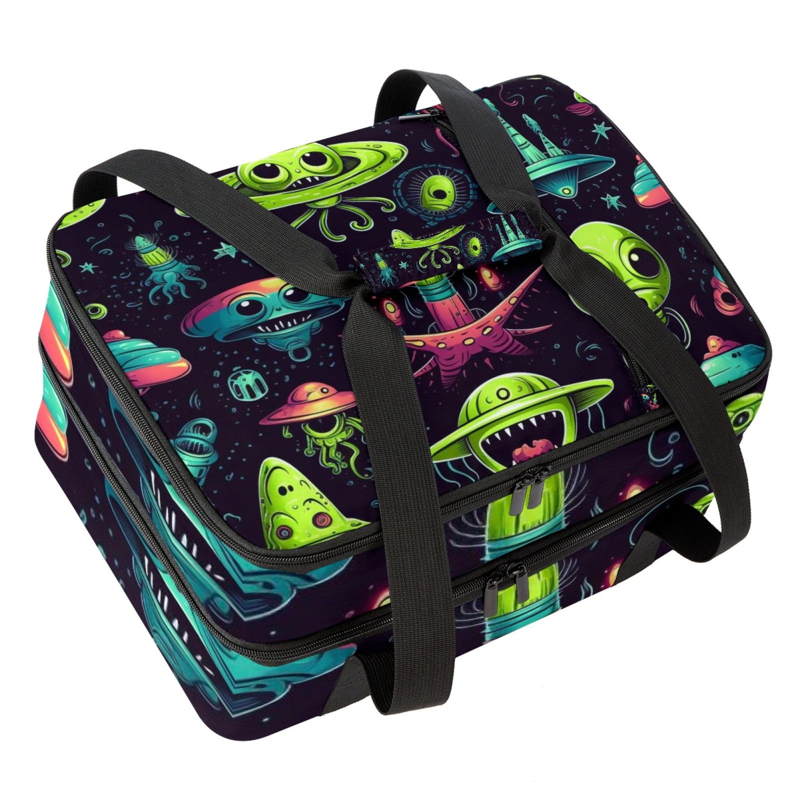Alien Double Layer Insulated Lunch Bag with Two Compartments, Large ...