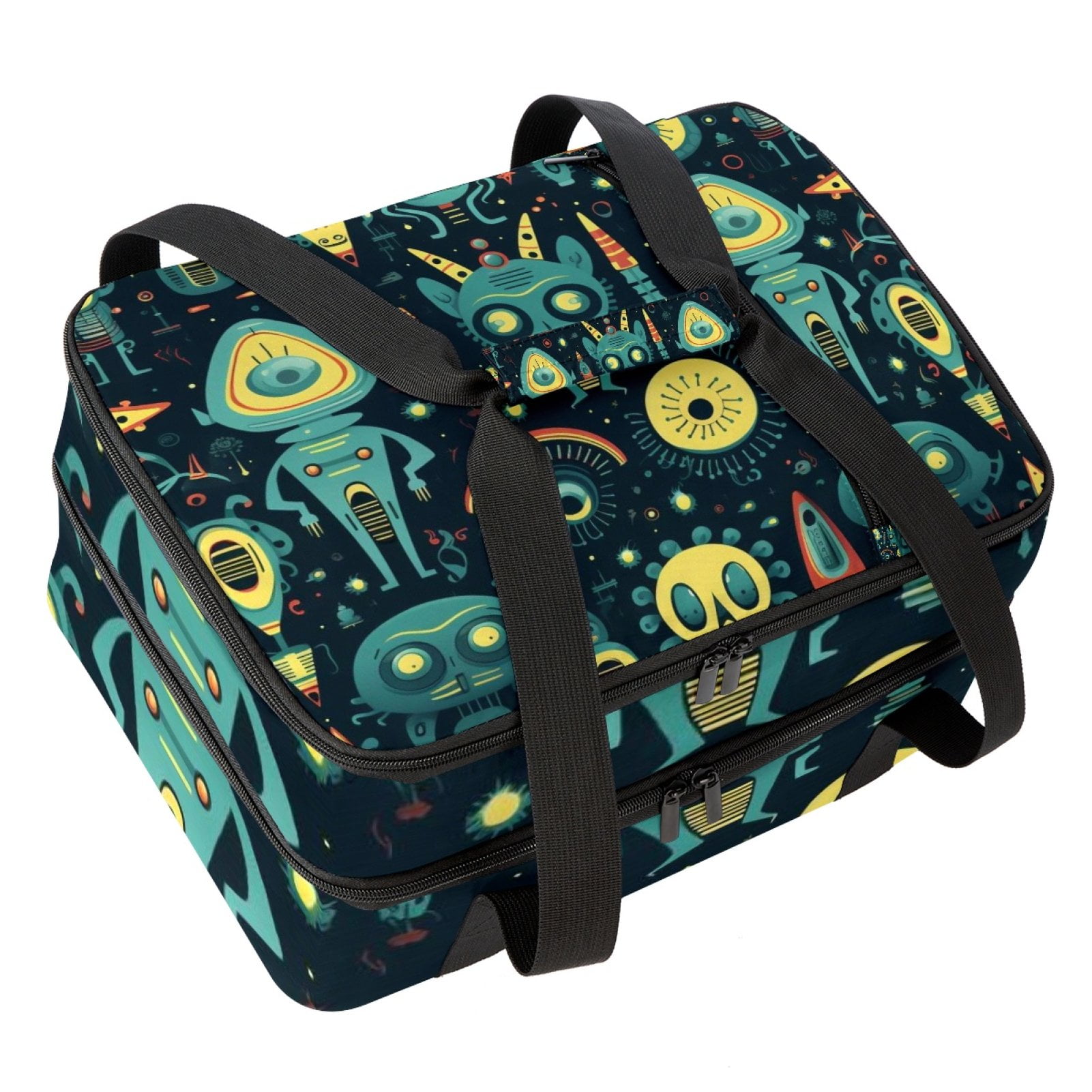 Alien Double Layered Insulated Lunch Bag with Two Compartments for Hand ...