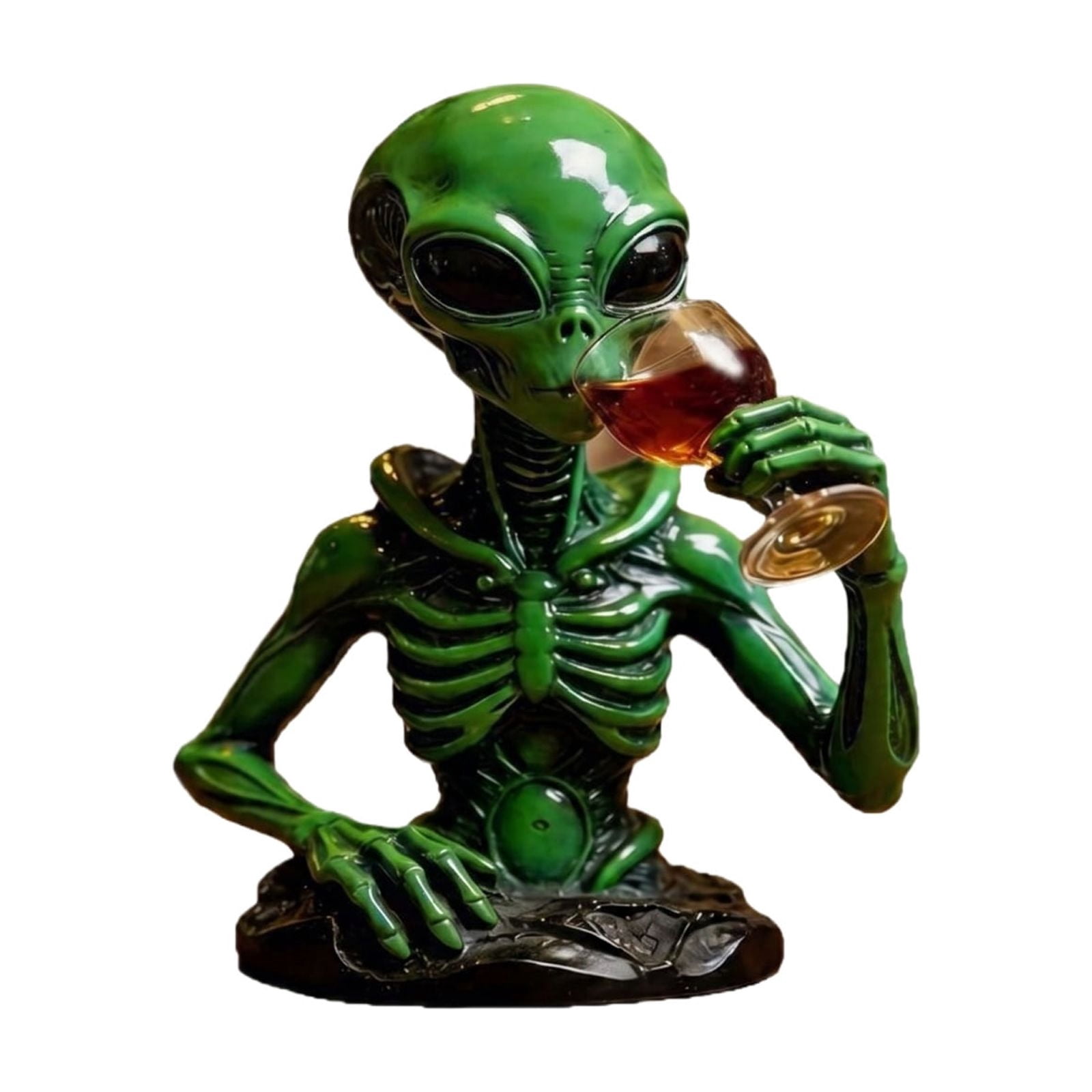 Alien Drinking Wine Figurine Resin Sculpture Desktop Ornament Creative ...