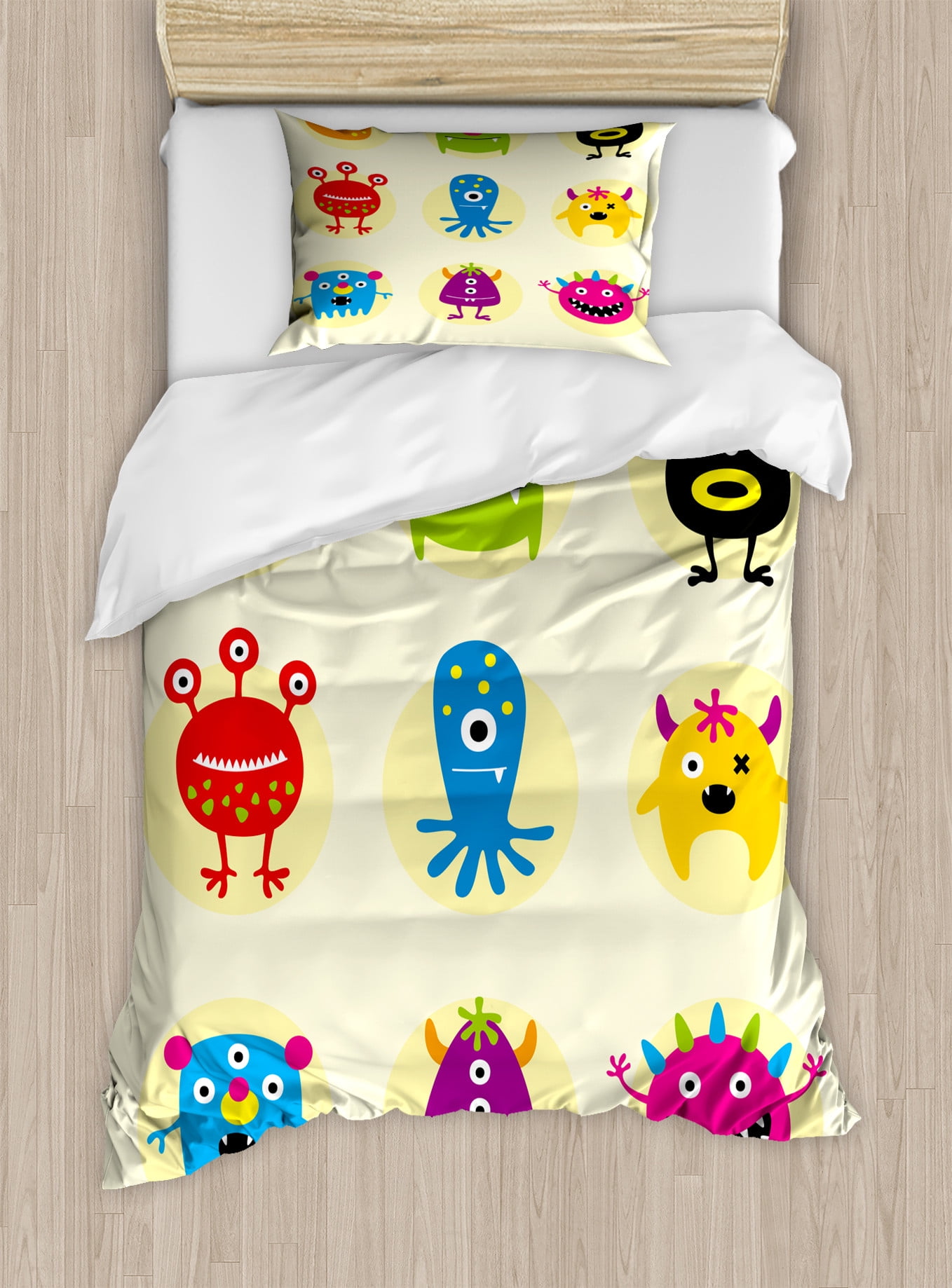 Alien Duvet Cover Set, Colorful Monsters Extraterrestrial Beings ...