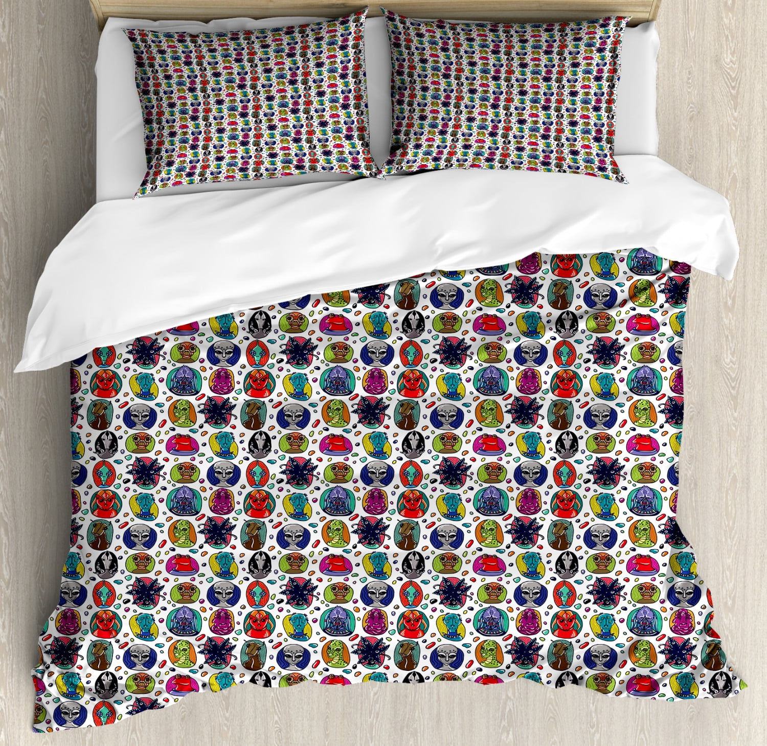 Alien Duvet Cover Set Queen Size, Fictitious Futuristic ...