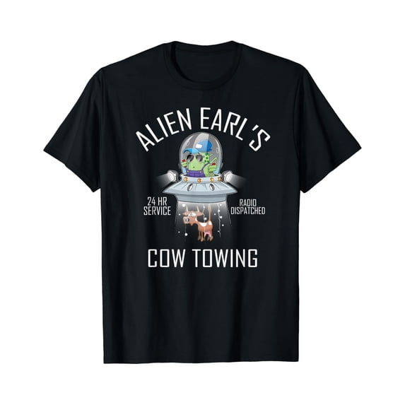 Alien Earl's Cow Towing Funny UFO Farm Graphic T-shirt - Walmart.com