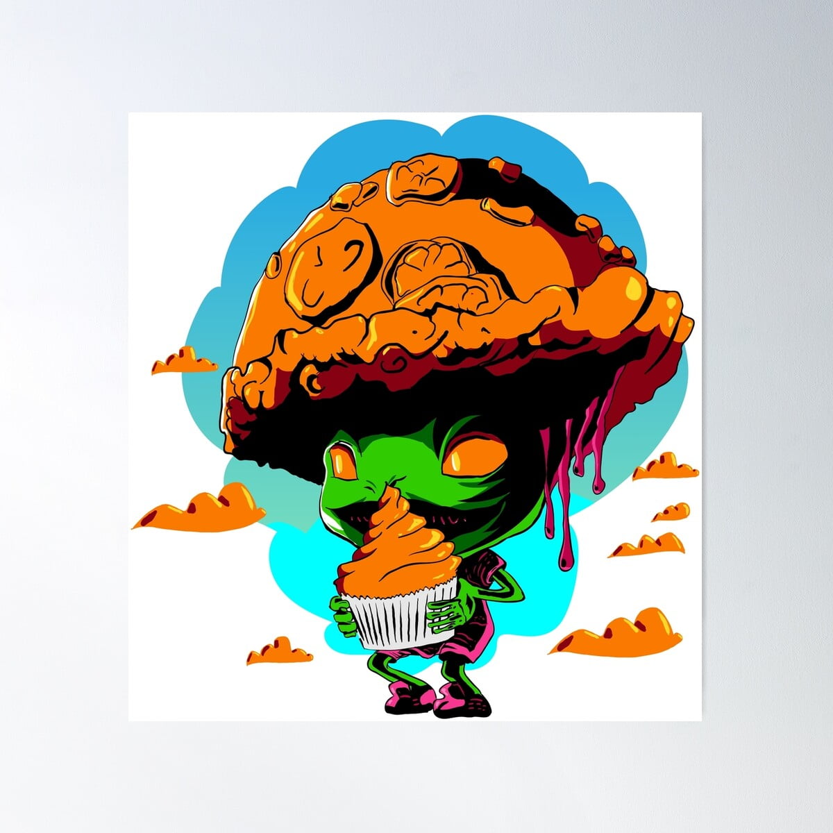 Alien Eating Ice Cream Poster Wall Art, Modern Wall Decor For Living ...