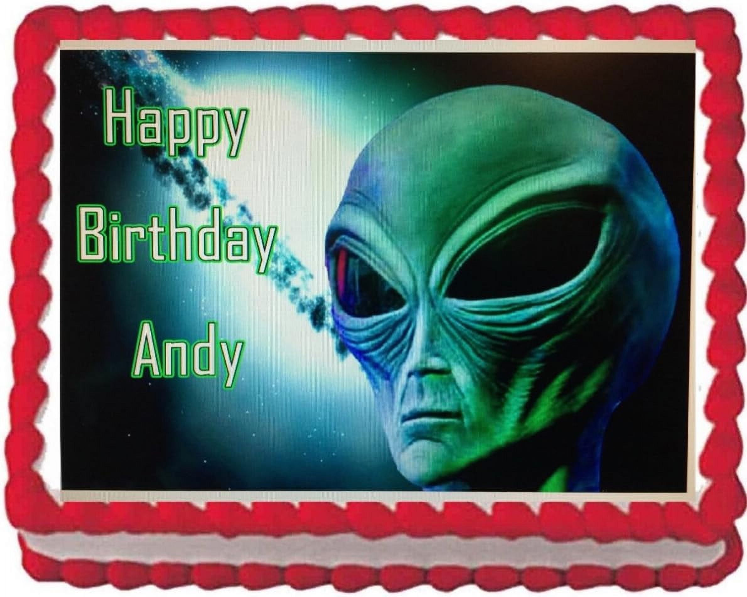 Alien Edible Cake Image 1/4 Frosting Sheet - Walmart.com