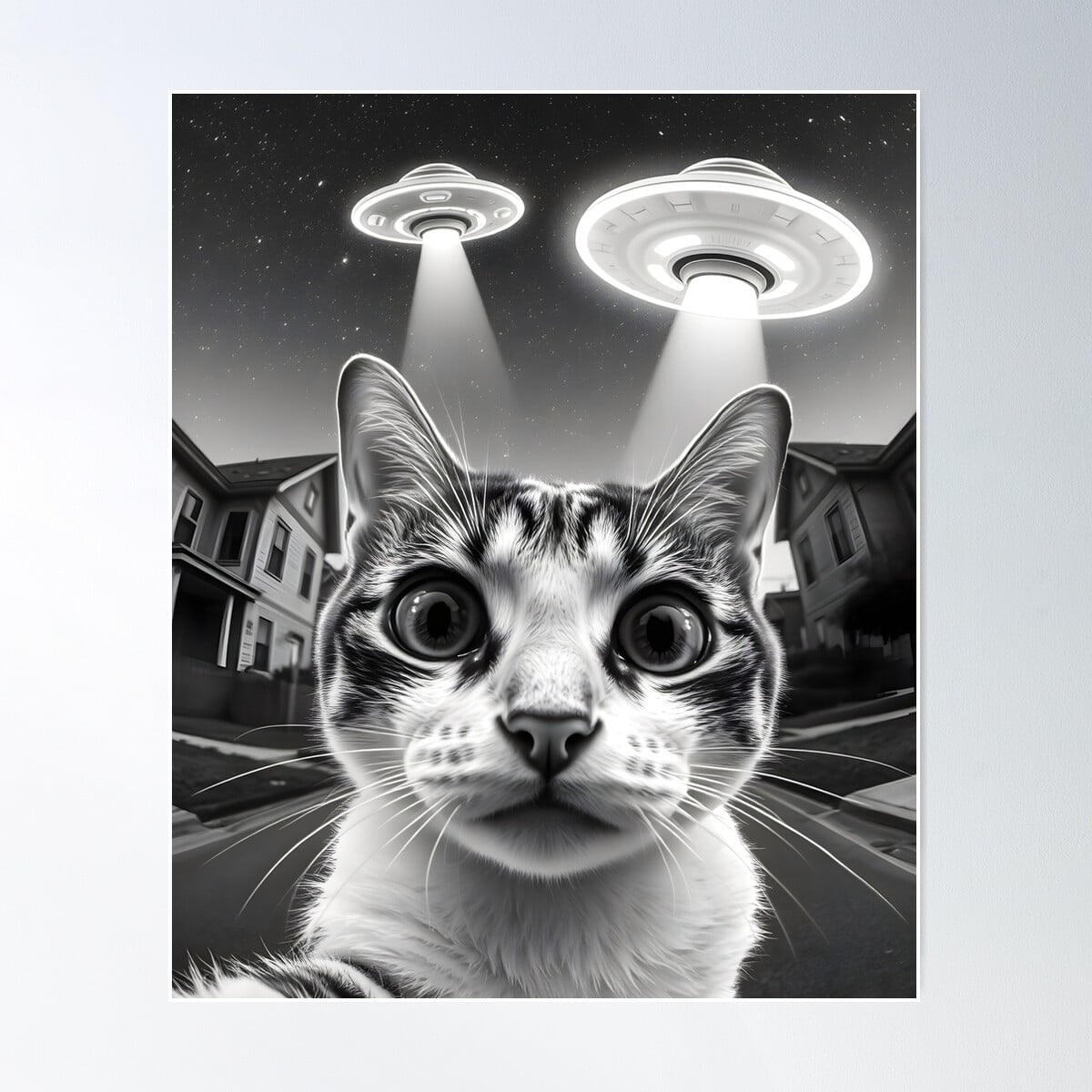 Alien Encounter - Cat'S Close Encounter With Ufos Poster Wall Art ...
