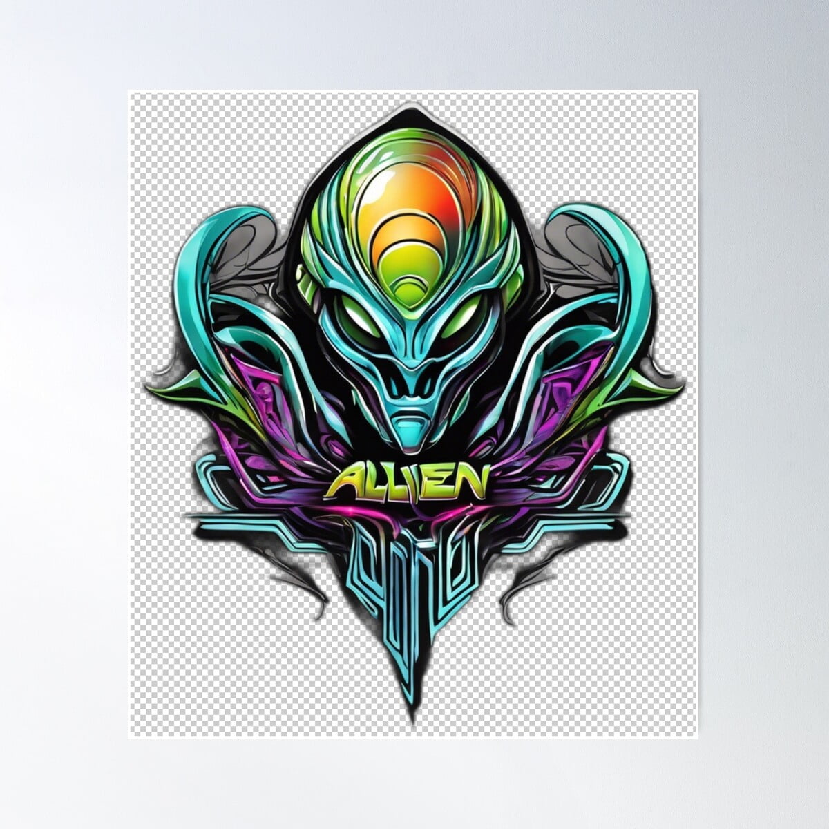 Alien Encounter Poster Wall Art, Modern Wall Decor For Living Room ...