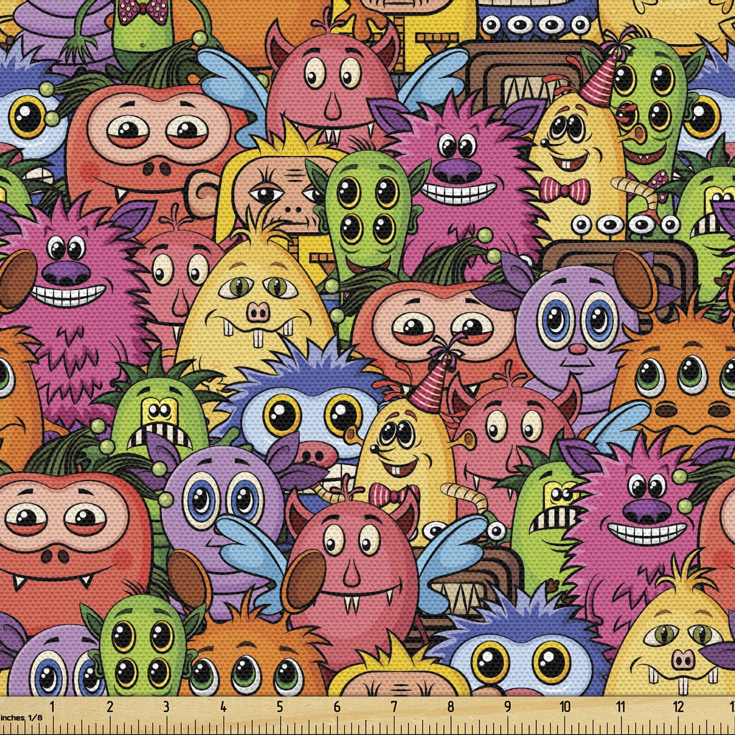 Ambesonne Alien Fabric by the Yard Upholstery, Carnival of Beasts ...