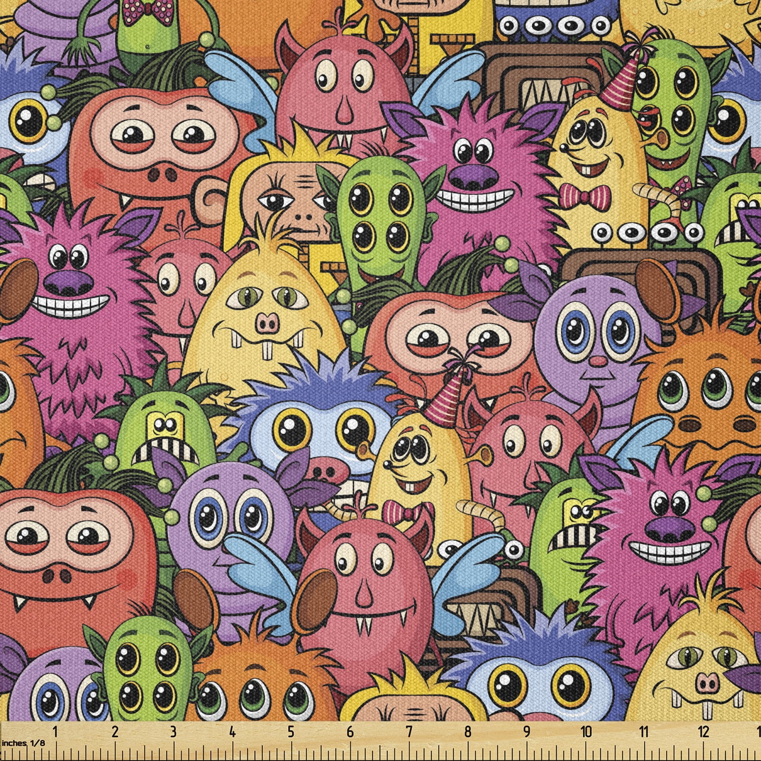 Alien Fabric by The Yard, Carnival of Beasts Cartoon Monsters with ...
